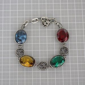 Gucci | Jewelry | Gucci Multistone Bracelet Silver 925 Red Blue Yellow ...